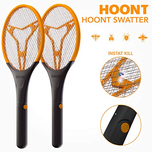 Hoont Bug Zapper Racket- 2 Pack Electric Fly Swatter | Large Handheld Indoor