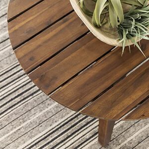 Walker Edison Maarten Modern Solid Acacia Wood Slatted Outdoor Coffee Table, 30 Inch, Dark Brown