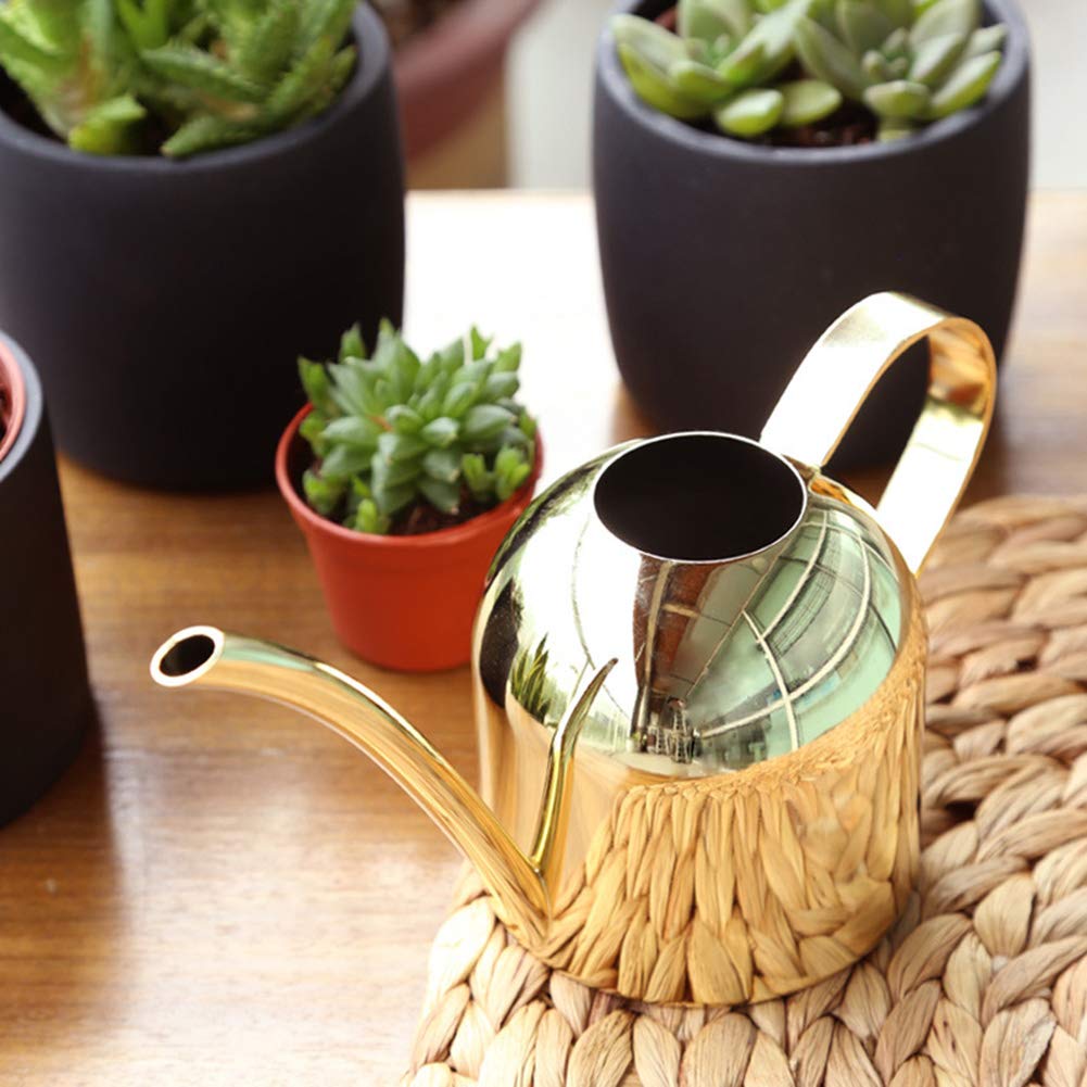 shlutesoy 500ML Stainless Steel Long Spout Home Garden Bonsai Plant Flower Watering Can Rose Gold