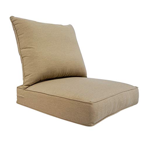 BOSSIMA Outdoor Patio Cushions Deep Seat Chair Cushions Sunbrella Furniture Cushions Camel, Canvas Heather Beige