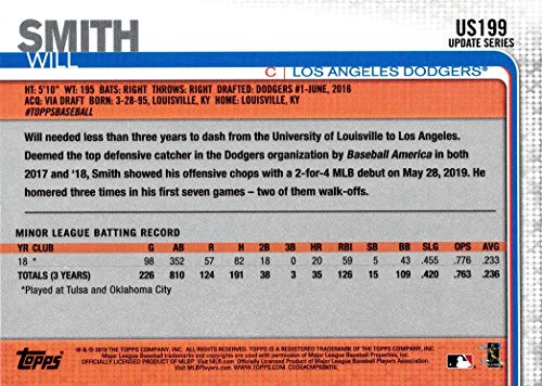 2019 Topps Update Baseball #US199 Will Smith Rookie Card Dodgers