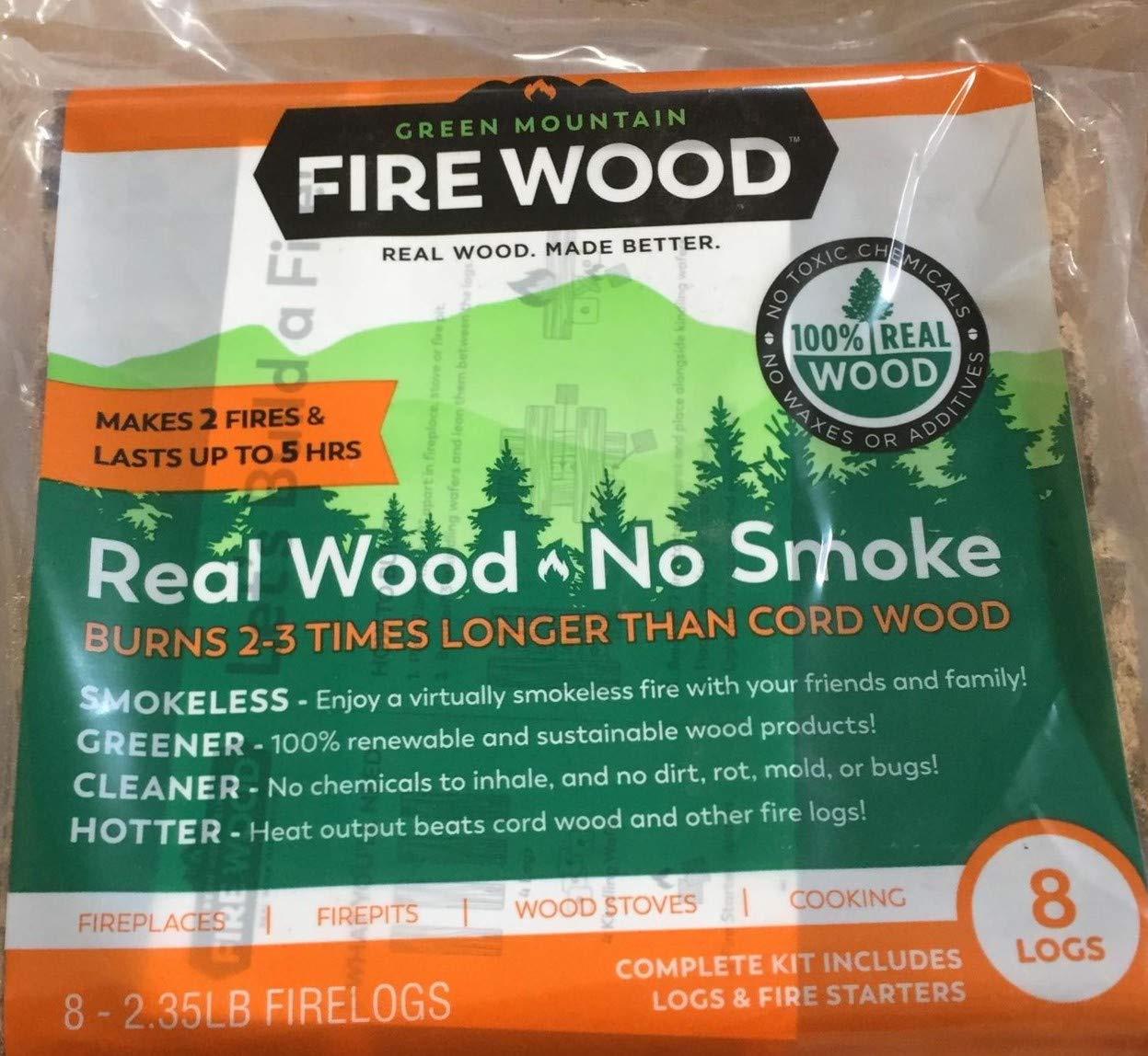 Green Mountain Firewood 8 Log Bundles – The Cleanest, Most Efficient, Most Advanced Fire Wood on Earth…