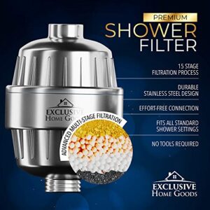 Luxury Filtered Shower Head Set - Filtered Shower Head Combo Removes Chlorine, Heavy Metals, Impurities & Soften Water - High Pressure Rainfall Shower Head with Vitamin C & E Cartridges