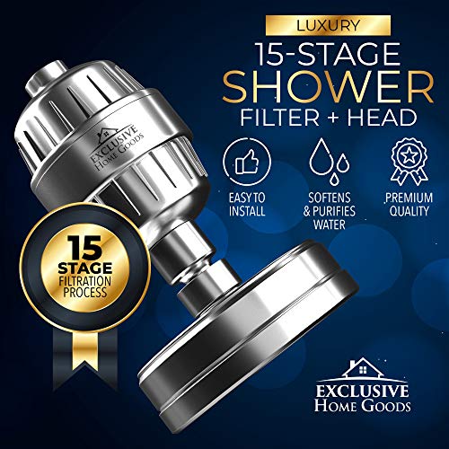 Luxury Filtered Shower Head Set - Filtered Shower Head Combo Removes Chlorine, Heavy Metals, Impurities & Soften Water - High Pressure Rainfall Shower Head with Vitamin C & E Cartridges