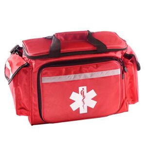 primacare kb-1088 emt first responder trauma bag | empty deluxe ems shoulder bag | professional first aid kit bag with 4 large compartments for emergency medical supplies