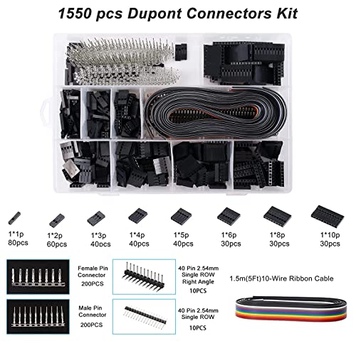 Zhushan SN-02BM Wire Crimp Tool Kit AWG 28-20 (0.08-0.5mm²) Wire Crimper with1550 PCS 2.54mm Dupont Connectors and 460 PCS 2.54mm JST-XH Connectors