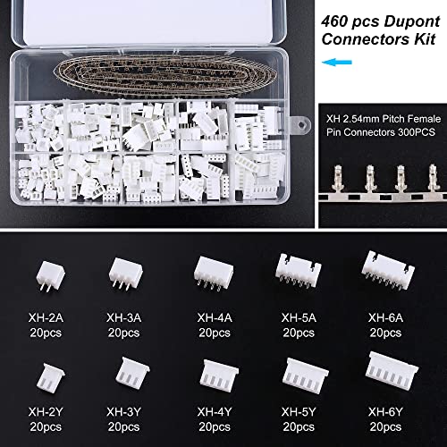 Zhushan SN-02BM Wire Crimp Tool Kit AWG 28-20 (0.08-0.5mm²) Wire Crimper with1550 PCS 2.54mm Dupont Connectors and 460 PCS 2.54mm JST-XH Connectors