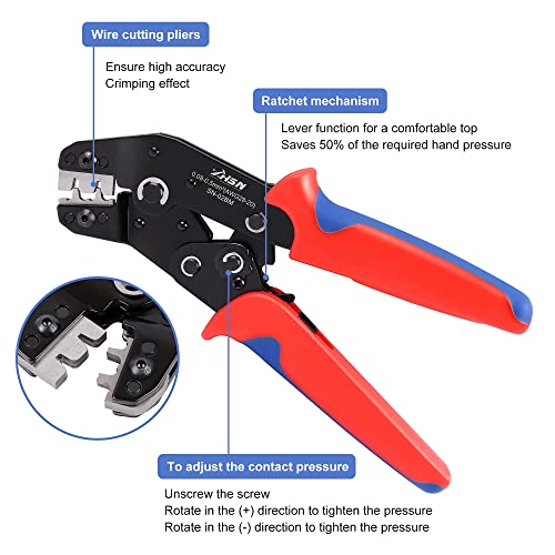 Zhushan SN-02BM Wire Crimp Tool Kit AWG 28-20 (0.08-0.5mm²) Wire Crimper with1550 PCS 2.54mm Dupont Connectors and 460 PCS 2.54mm JST-XH Connectors