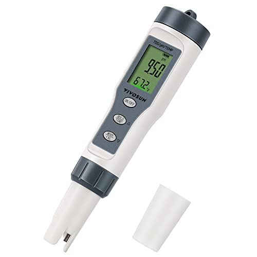 VIVOSUN 3-in-1 Digital pH Meter with ATC, ±0.1 pH Accuracy Water Quality Tester, 0-14.0 pH Measurement Range for Hydroponics, Household Drinking, Pool and Aquarium