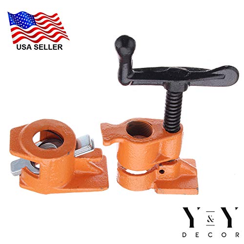 Y&Y Decor 4 PACK 3/4" Wood Gluing Pipe Clamp Set Heavy Duty PRO Woodworking Cast Iron