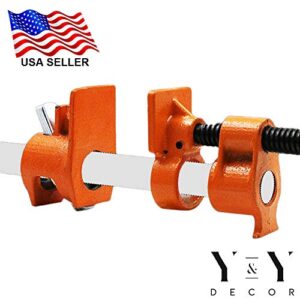 Y&Y Decor 4 PACK 3/4" Wood Gluing Pipe Clamp Set Heavy Duty PRO Woodworking Cast Iron