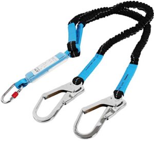 6ft internal shock absorbing safety lanyard with double snap hook connectors, fall protection equipment