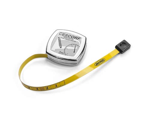 Cescorf Anthropometric Tape Measure with Flat Flexible Steel Blade for Body Circumference Measurements, 6mm x 2m, Metric, with Blank Space Before Zero, Ideal for Dieticians, Nutritionists, Trainers