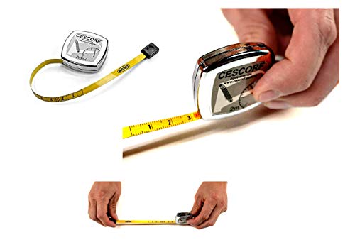 Cescorf Anthropometric Tape Measure with Flat Flexible Steel Blade for Body Circumference Measurements, 6mm x 2m, Metric, with Blank Space Before Zero, Ideal for Dieticians, Nutritionists, Trainers