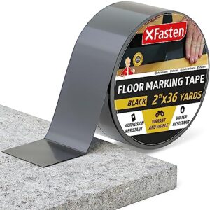 xfasten vinyl floor tape 2 inch x 36 yards 6 mils gym floor tape 2 inch | court marking tape outdoor 2 floor tape for gymnasium classroom | floor marking tape black tape | vinyl tape dancefloor tape