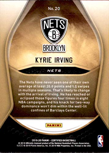 2019-20 Panini Certified Gold Team #20 Kyrie Irving Brooklyn Nets Basketball Card