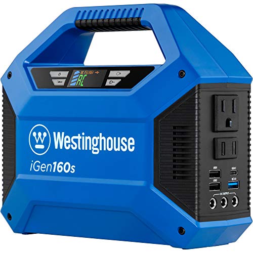 Westinghouse 155Wh 150 Peak Watt Portable Power Station and Solar Generator, Pure Sine Wave AC Outlet, Backup Lithium Battery for Camping, Home, Travel, Indoor/Outdoor Use (Solar Panel Not Included)