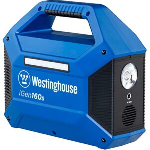 Westinghouse 155Wh 150 Peak Watt Portable Power Station and Solar Generator, Pure Sine Wave AC Outlet, Backup Lithium Battery for Camping, Home, Travel, Indoor/Outdoor Use (Solar Panel Not Included)