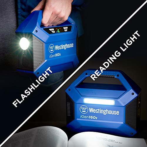 Westinghouse 155Wh 150 Peak Watt Portable Power Station and Solar Generator, Pure Sine Wave AC Outlet, Backup Lithium Battery for Camping, Home, Travel, Indoor/Outdoor Use (Solar Panel Not Included)