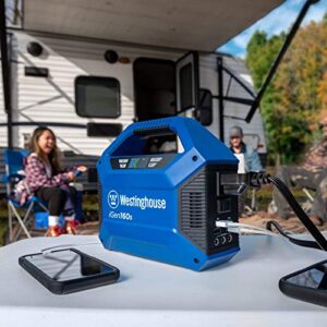 Westinghouse 155Wh 150 Peak Watt Portable Power Station and Solar Generator, Pure Sine Wave AC Outlet, Backup Lithium Battery for Camping, Home, Travel, Indoor/Outdoor Use (Solar Panel Not Included)