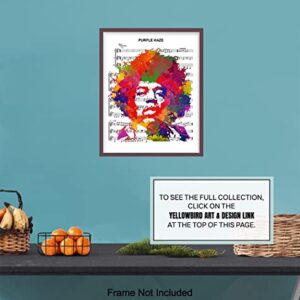 Jimi Hendrix 8x10 Poster, Wall Art, Home Decoration - Graffiti Pop Art Decor for Apartment, Music Studio - Urban Street Art Style Purple Haze Sheet Music Picture Print - Gift for Guitarist, Musician