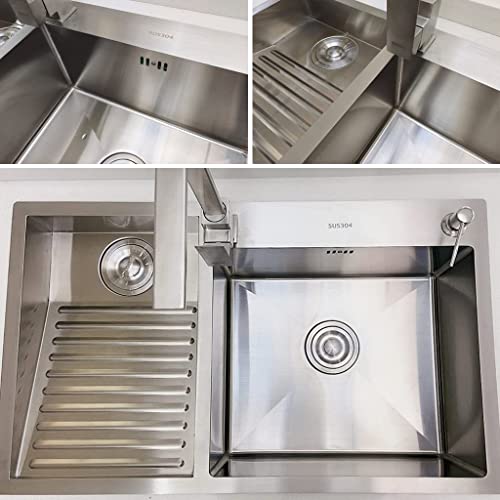 LDAOS Bathroom Sinks Laundry Pool Balcony Household Stainless Steel Laundry Sink Wash Basin With Washboard Easy To Clean Double Sink Laundry Pool Gift ( Color : A , Size : 80*48*22cm )