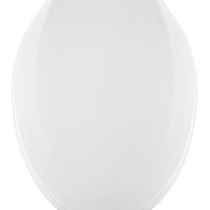 Centoco Elongated Toilet Seat, Lock In Place, Fast-N-Lock Mounting, Open Front With Cover, Commercial, Plastic, Made in the USA, 820STSFE-001, White