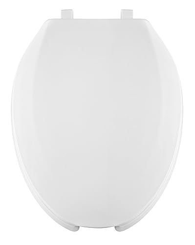 Centoco Elongated Toilet Seat, Lock In Place, Fast-N-Lock Mounting, Open Front With Cover, Commercial, Plastic, Made in the USA, 820STSFE-001, White