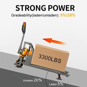 APOLLOLIFT Full Electric Pallet Jack 3300Lbs Capacity Walkie Powered Pallet Jack Lithium Battery Pallet Truck 48" x27" Fork Size