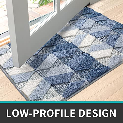 DEXI Door Mat, Non Slip Absorbent Washable Entryway Mat, Low Profile Inside Doormats for Home Entrance, Front Door, 20"x32", Blue