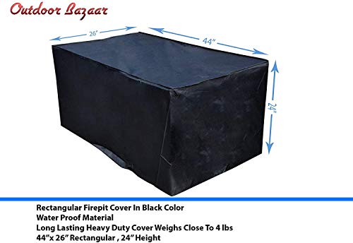 44 inch Long by 26 inch Wide firepit Cover Made of Heavy Duty MAPSA Material for Bali Outdoor 42 inch X 24 inch Rectangular firepit and Other firepit/Table Models in This Size