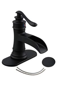 black bathroom faucet matte waterfall sink farmhouse vanity single hole faucets one handle basin antique centerset with pop up drain stopper mixer tap overflow supply line lead-free by homevacious