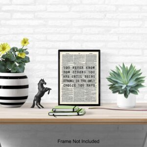 Strength, Perseverance, Uplifting 8x10 Motivational Poster - Upcycled Dictionary Decor, Art Poster, Home Decoration - Unframed Picture, Photo Print