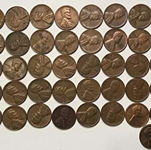 1958 D Lincoln Wheat Cent Penny Roll 50 Coins Penny Seller Extremely Fine