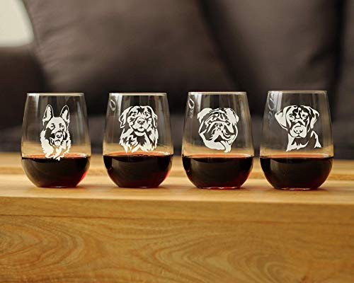 Black Lab Face Stemless Wine Glass - Large Glasses - Cute Gifts for Dog Lovers with a Labrador Retriever