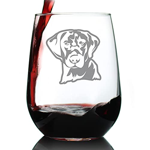 Black Lab Face Stemless Wine Glass - Large Glasses - Cute Gifts for Dog Lovers with a Labrador Retriever