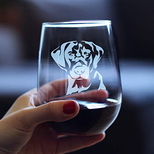 Black Lab Face Stemless Wine Glass - Large Glasses - Cute Gifts for Dog Lovers with a Labrador Retriever