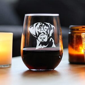 Black Lab Face Stemless Wine Glass - Large Glasses - Cute Gifts for Dog Lovers with a Labrador Retriever