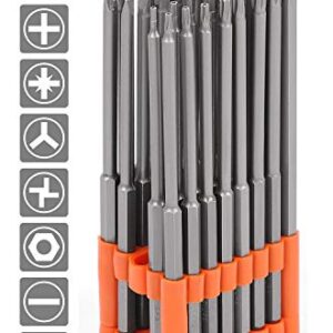 HORUSDY 32-Piece 1/4" Shan Extra Long Security Power Bit Set, 6" Long Tamper Proof Security Bits, S2 Steel.