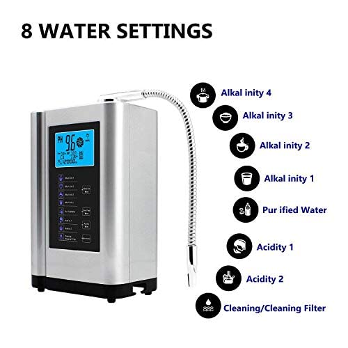 AlkaDrops Water Ionizer, Water Purifier Machine PH 3.5-10.5 Alkaline Acid Water Machine,Up to -500mV ORP, 8000 Liters Per Filter,7 Water Settings,Auto-Cleaning,Intelligent Voice(Silver)