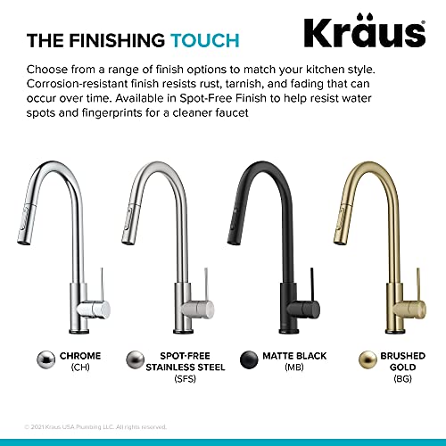 Kraus KTF-3104SFS Oletto Contemporary Single-Handle Touch Kitchen Sink Faucet with Pull Down Sprayer, 16 5/8 Inch, Spot Free Stain