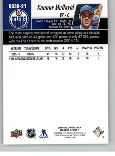 2019-20 Upper Deck Hockey Series 1 30 Years of Upper Deck Hockey Series 1#UD30-21 Connor McDavid Edmonton Oilers Official UD NHL Trading Card