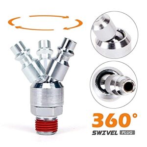 YOTOO Heavy Duty Air Swivel Fitting Kit with 1/4" Industrial Air Hose Fittings Universal Quick Coupler and Swivel Quick Plugs