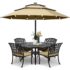 abccanopy solar led patio umbrellas 3-tiers 11ft (khaki)