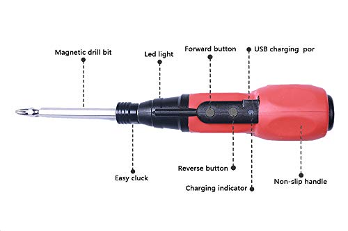 Jiahe Cordless Screwdriver, Electric Rechargeable Screwdriver 3.6V 800mAh Li-ion with Battery Indicator LED light with 12 Free Accessories for Home DIY,Both Hand and Mini Cordless Screwdriver Drill