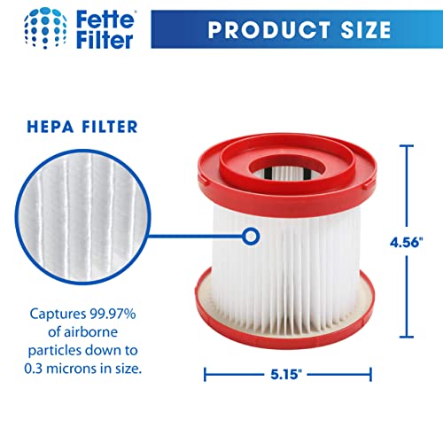 Fette Filter- HEPA Wet Dry Vacuum Filter Compatible with Milwaukee 49-90-1900 for Gallon Wet/Dry Vacuum M18 2 Gallon (0880-20), M12 FUEL 1.6 Gallon (0960-20), M18 FUEL PACKOUT (0970-20). 4 QTY