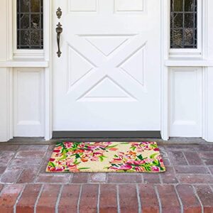 Juvale Floral Natural Coir Nonslip Welcome Door Mat (Pink, Orange, Green, 17 x 30 in)