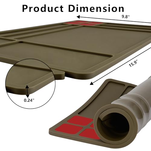 Raiseek Cleaning Mat, Pistol Gun Maintenance Mat,Anti-Slip Rubberized Repair Mat 15.9" x 9.8"(Brown)