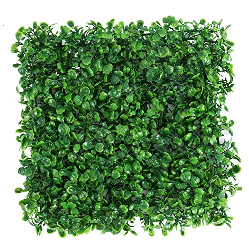 YaeMarine 12-Pack 10"x10" Artificial Boxwood Hedge Mat with Cable Ties UV Privacy Fence Screen Greenery Panel Outdoor Decor,Garden,Pawn (12)