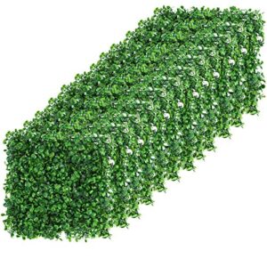 YaeMarine 12-Pack 10"x10" Artificial Boxwood Hedge Mat with Cable Ties UV Privacy Fence Screen Greenery Panel Outdoor Decor,Garden,Pawn (12)